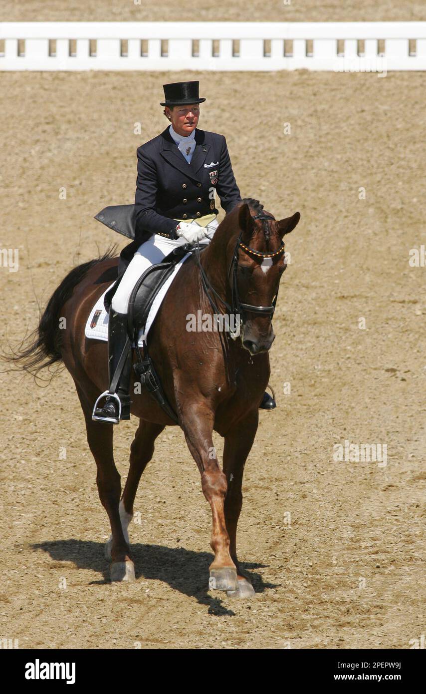 Germany's Ulla Salzgeber rides Rusty during the individual Grand Prix ...
