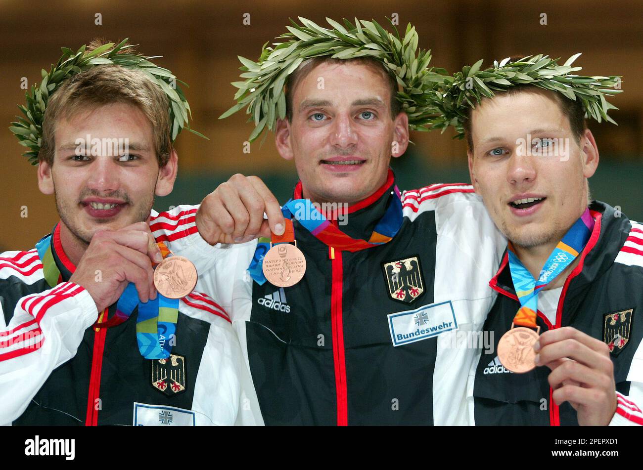 Germany's fencer Sven Schmid, Daniel Strigel and Joerg Fiedler, from ...