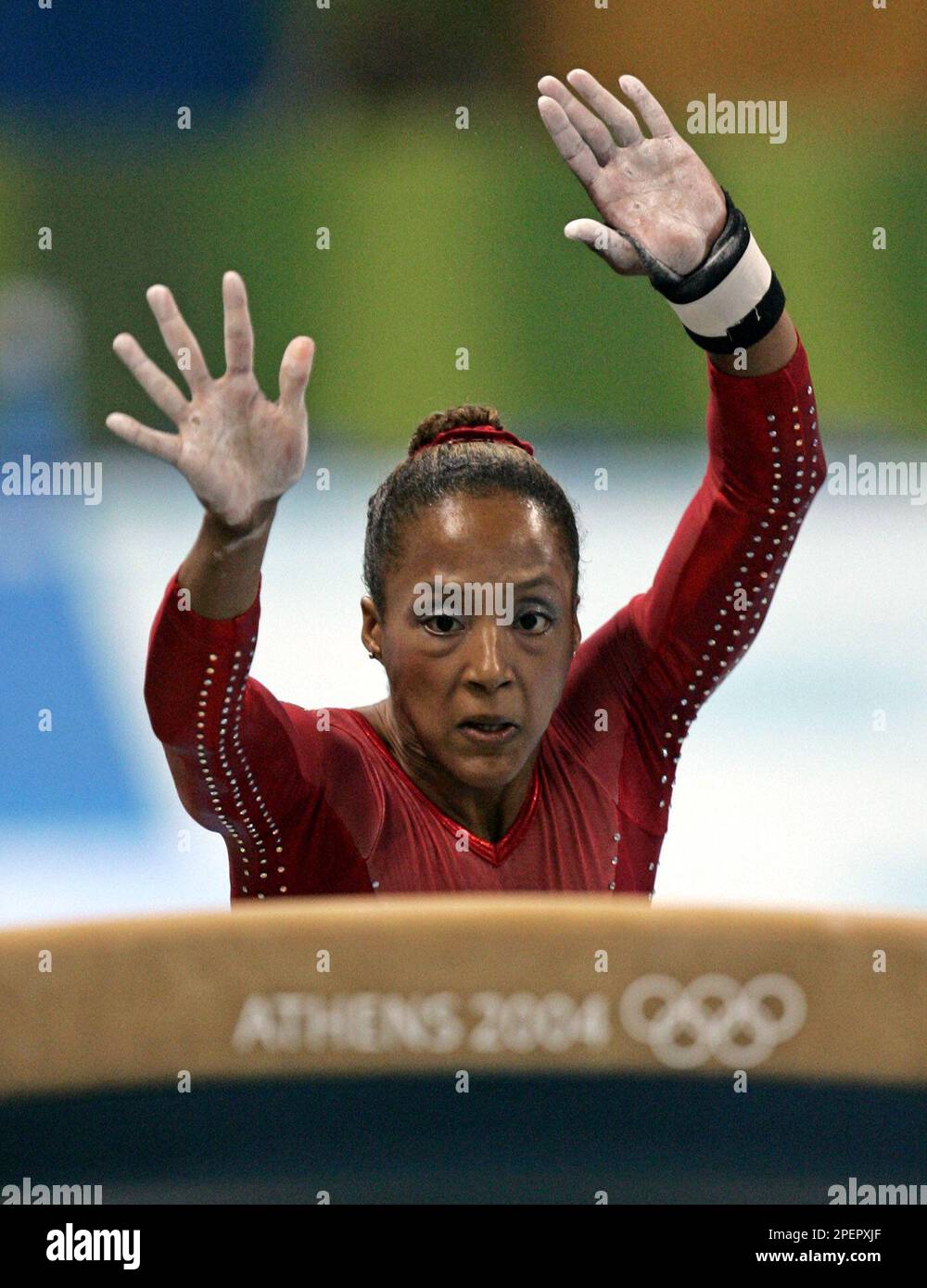 Annia Hatch of the United States competes in the vault during the women ...