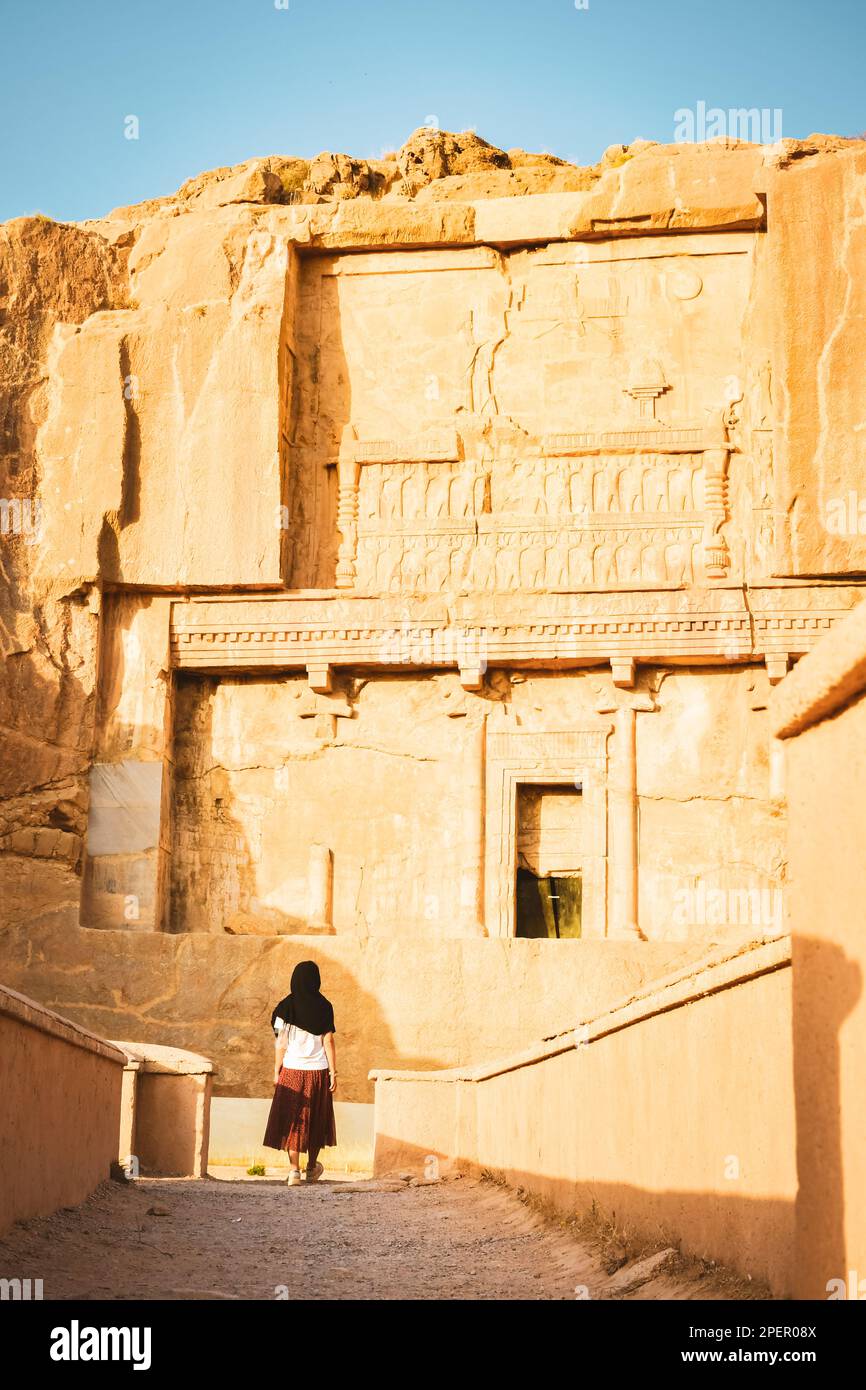 Persepolis, Iran - 8th june, 2022:Tourist stand on Persepolis viewpoint ...