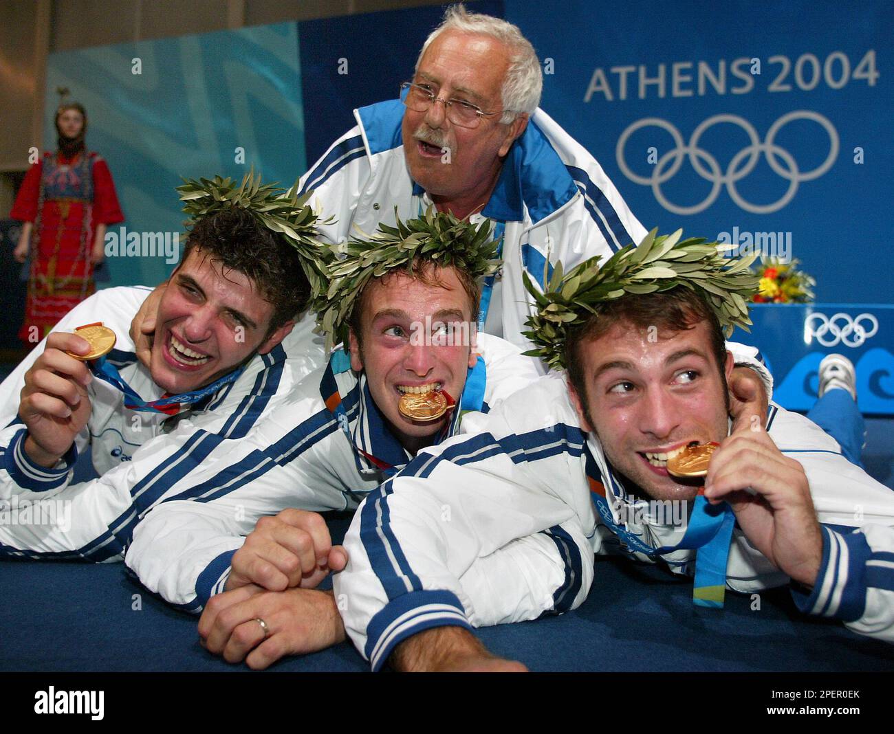 Italian gold medalists Andrea Cassara, Salvatore Sanzo, Simone Vanni ...