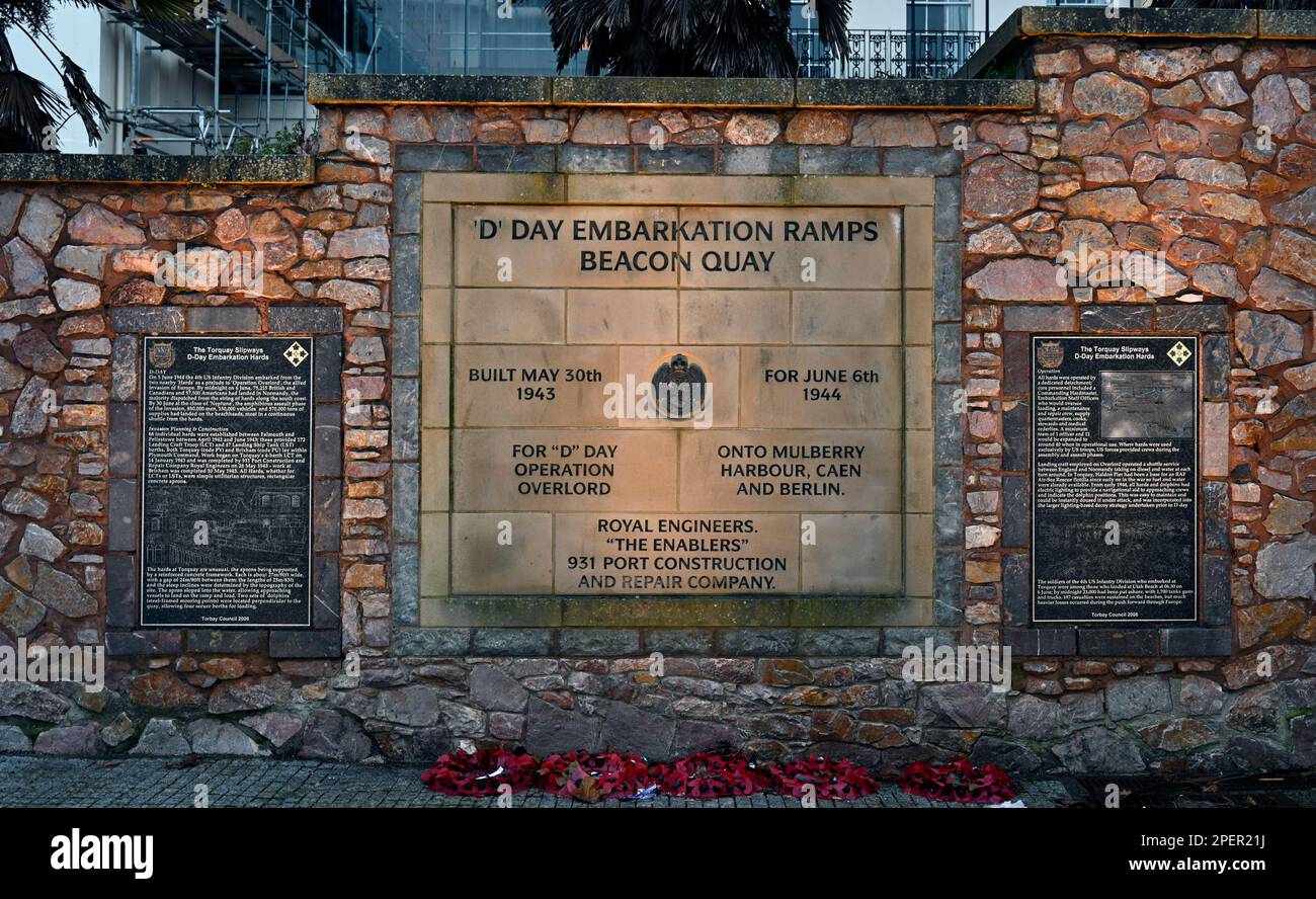 Plaque commemorating D-Day Embarkation Ramps at Beacon Quay, Torquay ...