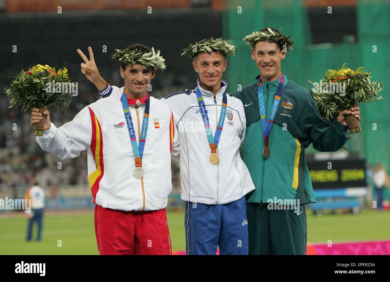 Medalists in the 20 kilometer walk, from left, Spain's Javier Francisco ...