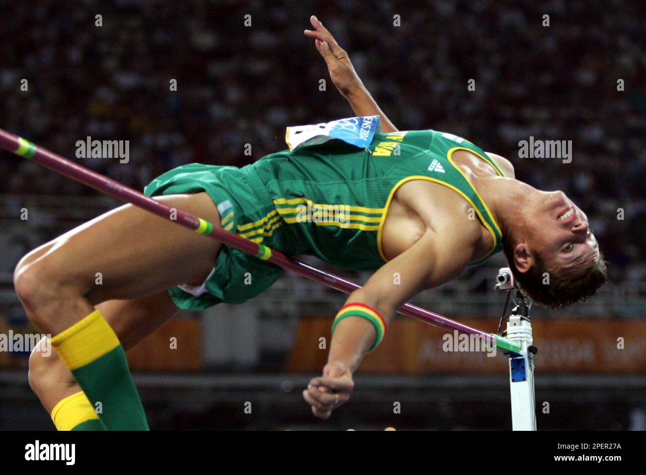 South Africa's Jacques Freitag competes in the men's high jump of the ...