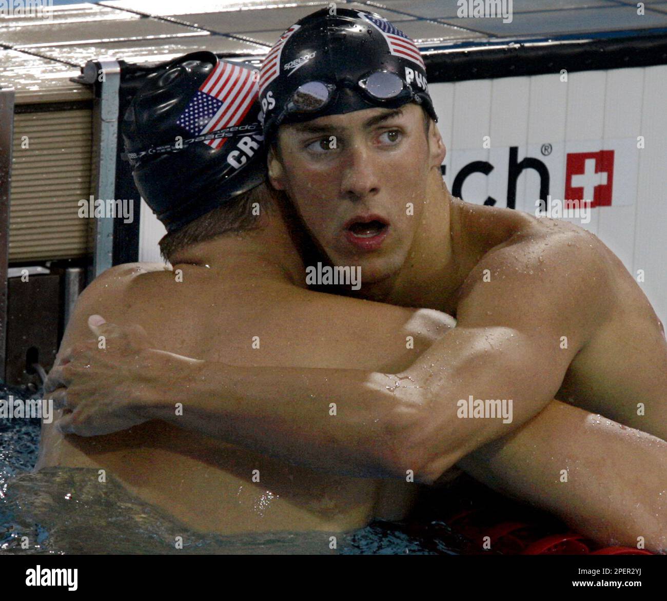 Michael Phelps, of the United States, congratulates compatriot Ian ...