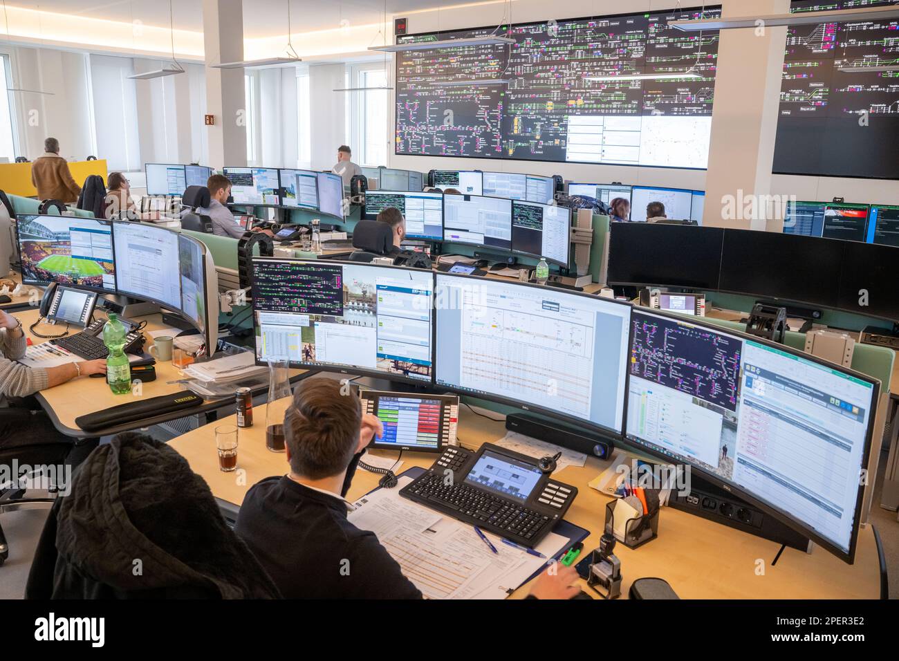 Munich, Germany. 16th Mar, 2023. Deutsche Bahn employees sit in the new ...