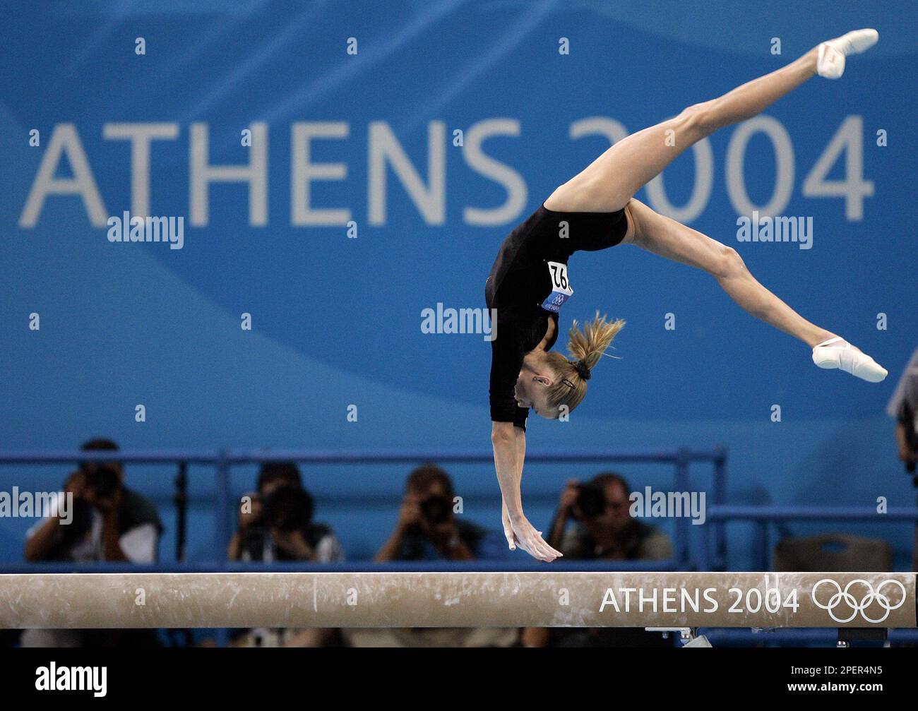 Russia's Svetlana Khorkina competes on the balance beam during the ...