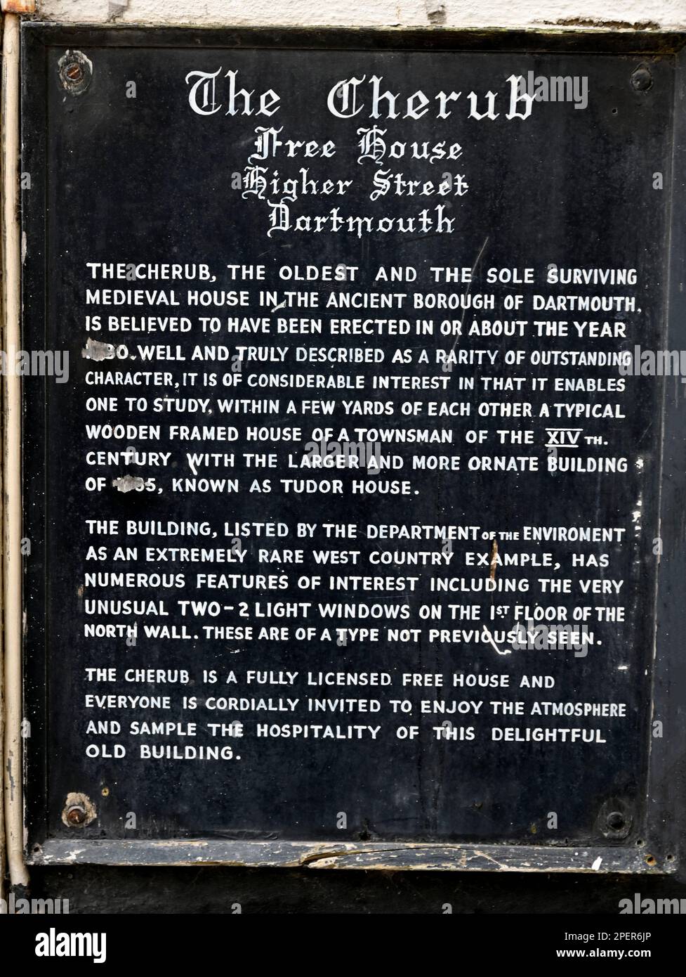 Tourist information plaque at The Cherub Inn - public house - 13 Higher ...