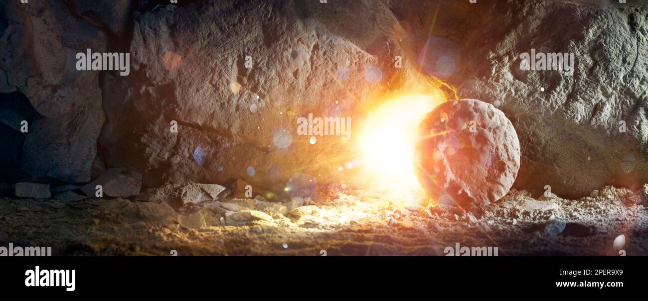 Empty Tomb - Resurrection Of Jesus Christ With Abstract Lights And ...