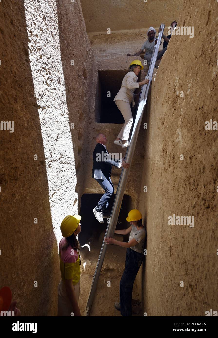 Dayr Al Barsha, Egypt. 16th Mar, 2023. Queen Mathilde of Belgium ...