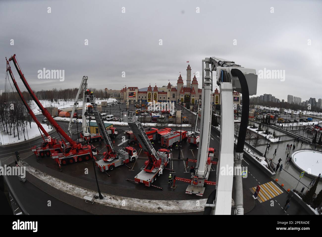 Moscow. Fire hoisting and rescue vehicles at an exhibition of special ...