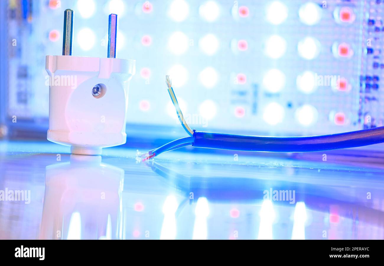 Electrical equipment connection.Three core electric cable and lighting ...