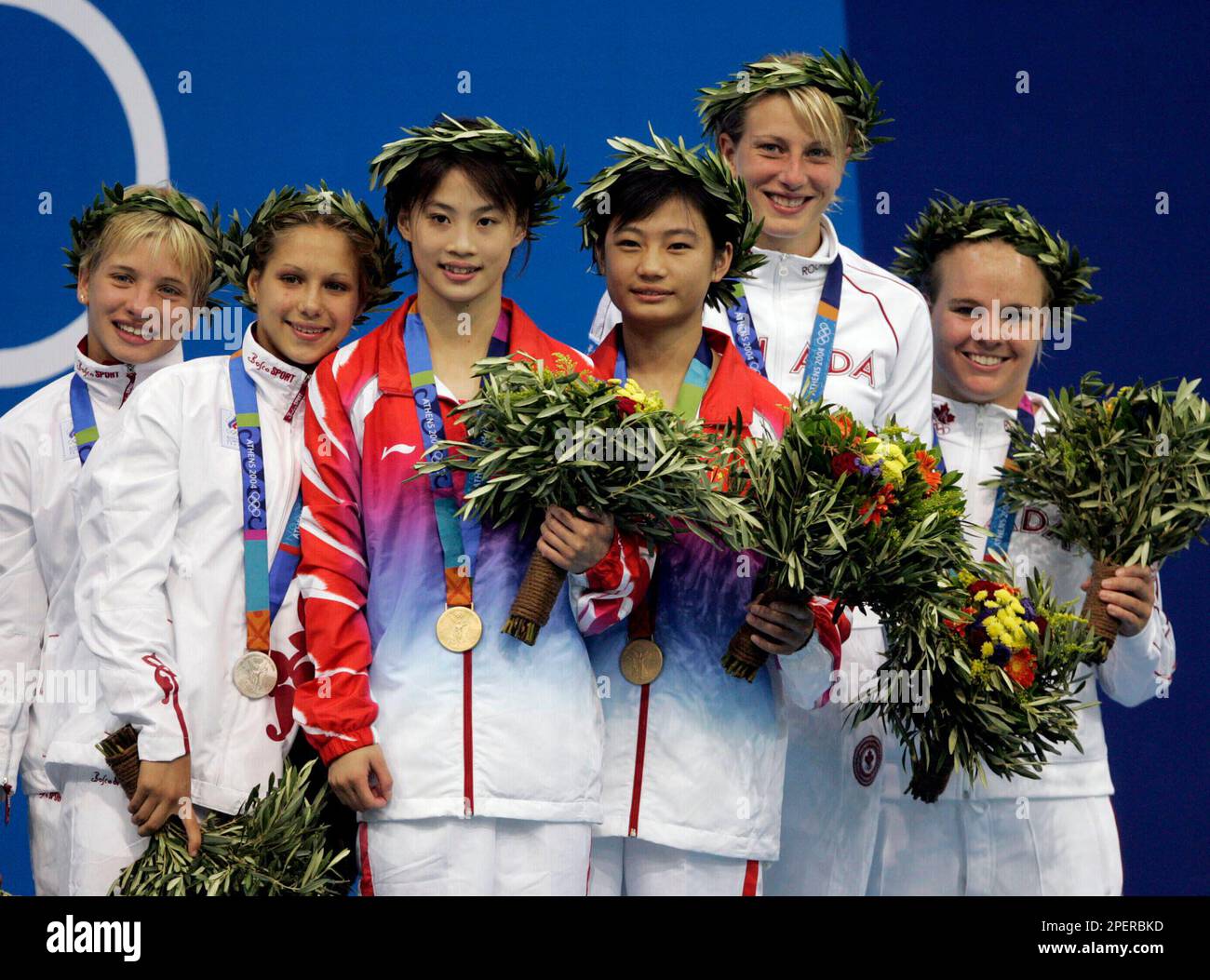 The medal winners in the Women's 10 meter synchronized platform diving ...