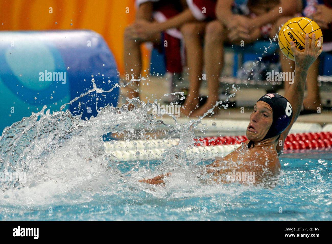 USA's Chris Segesman is grabbed by Croatia's Elvis Fatovic during early ...