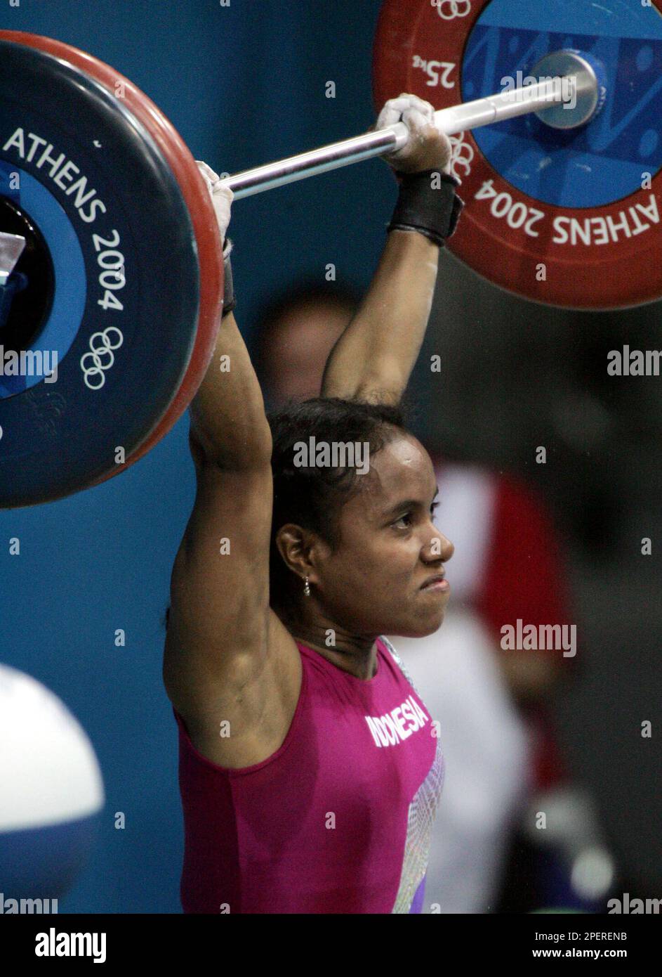 Indonesia 53 kg weightlifter Raema Lisa Rumbewas lifts 115kg in the ...