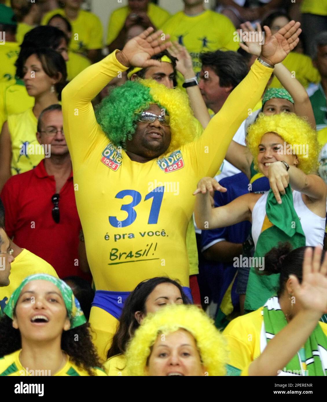 Brazilian supporters dance during their volleyball team's preliminary ...