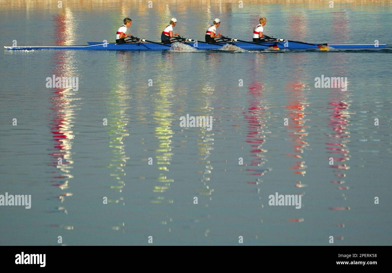 The German Women's Quad Scull boat, winner of the gold medal at the ...