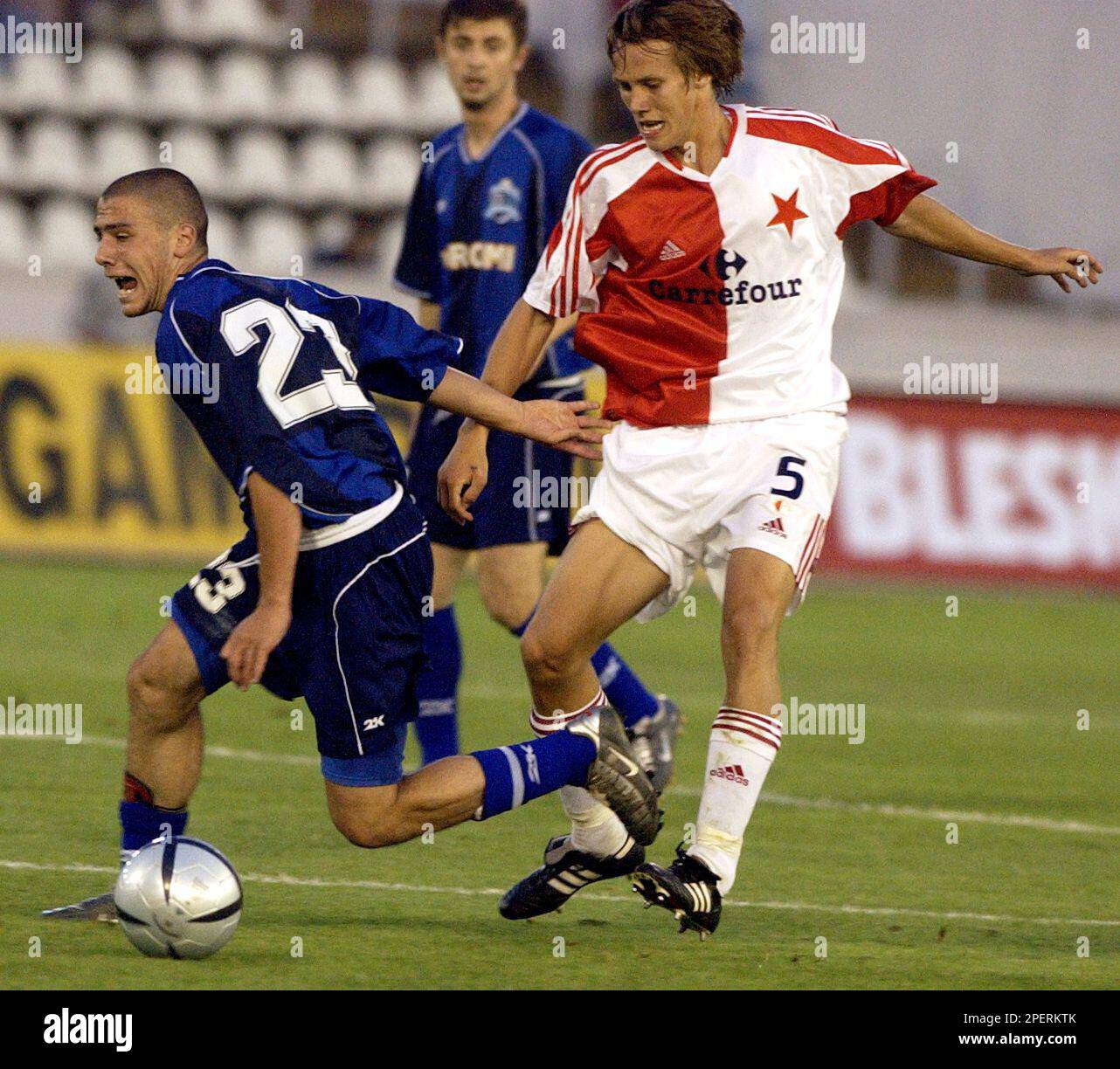 Michal Svec from the Czech team Slavia Prague, right, pursues Jaba ...