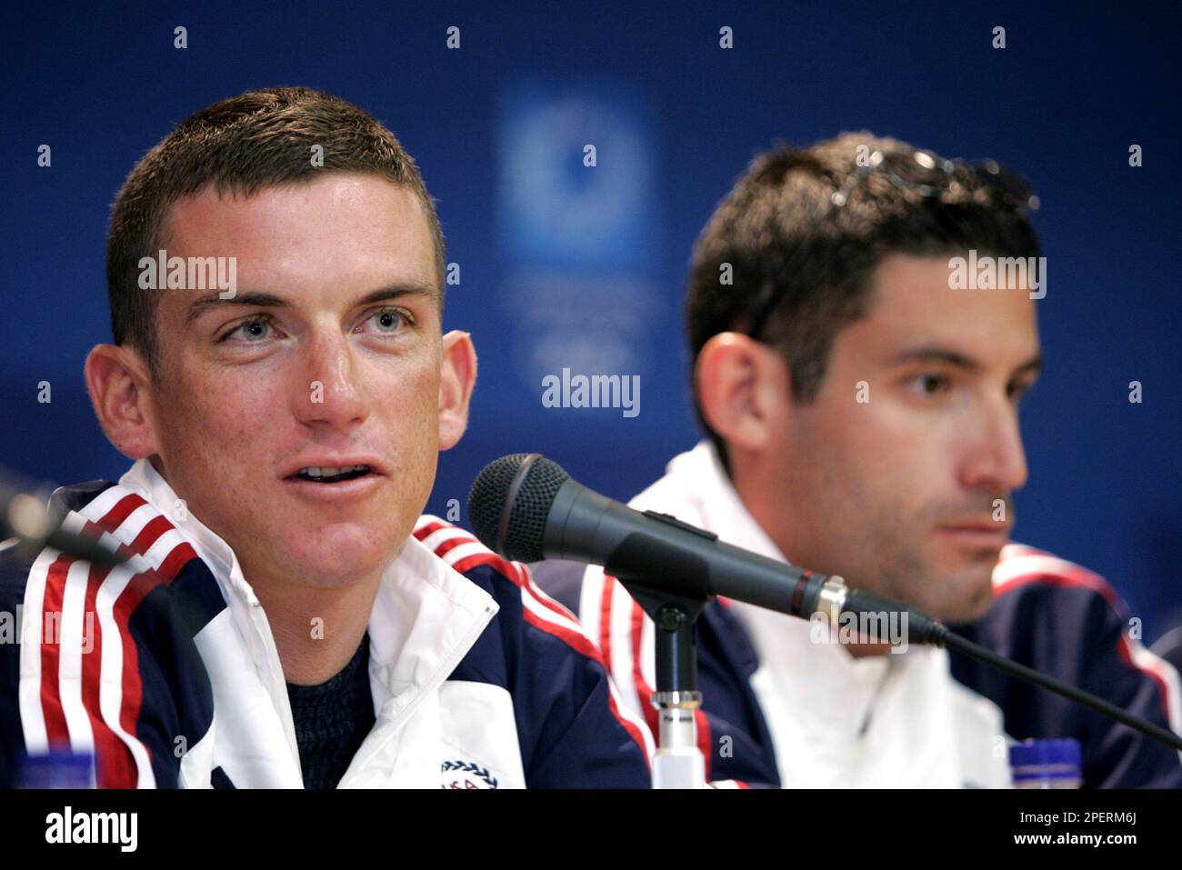 Members of the U.S. men's Olympic Road Cycling Tyler Hamilton, left ...
