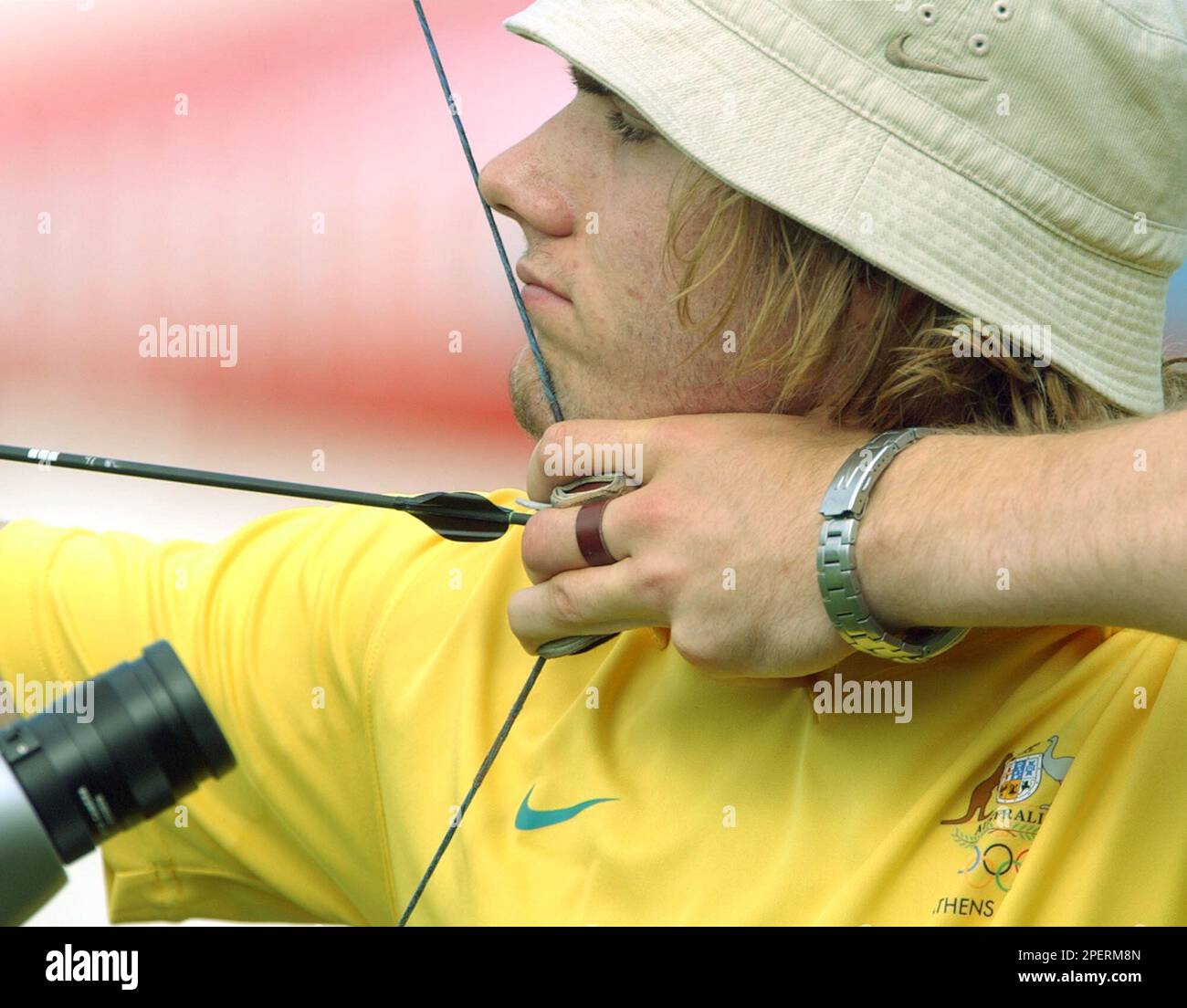 Australia's Simon Fairweather, 2000 Olympic gold medalist, takes aim as ...
