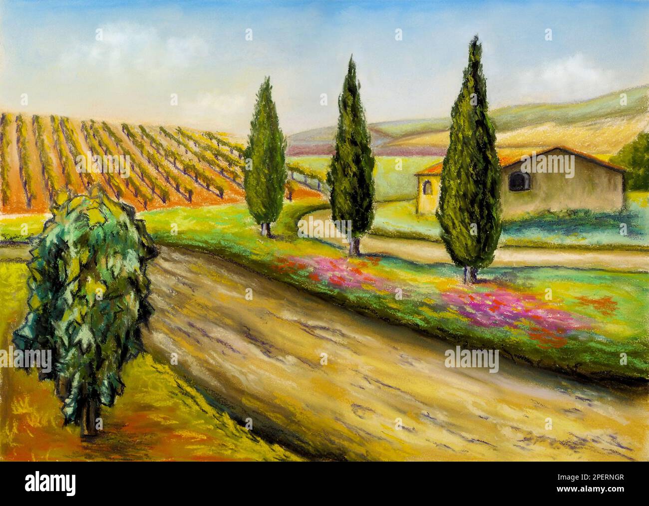 Tuscany landscape in painting hi-res stock photography and images - Alamy