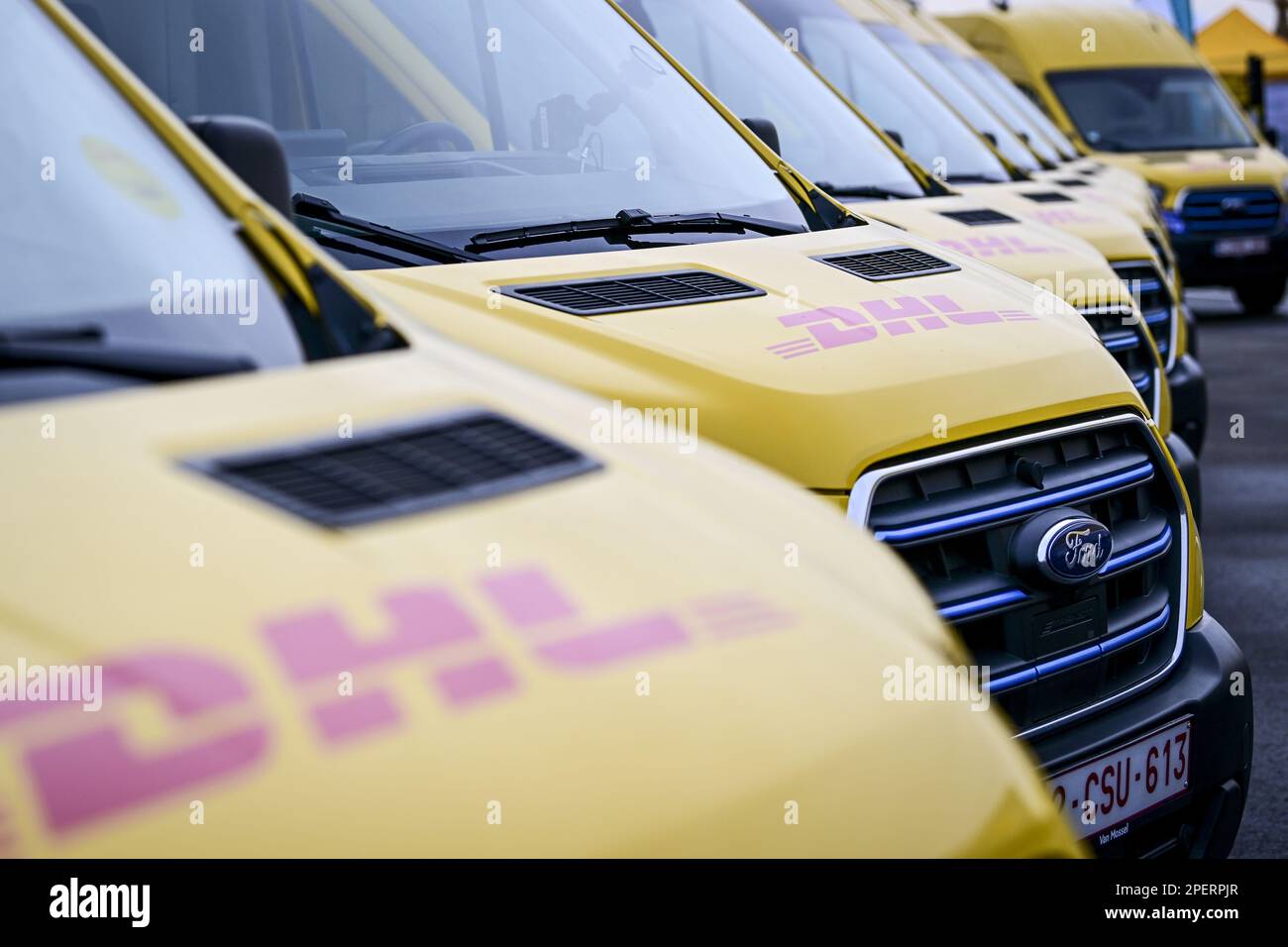 Illustration picture shows DHL vans during the official inauguration ...