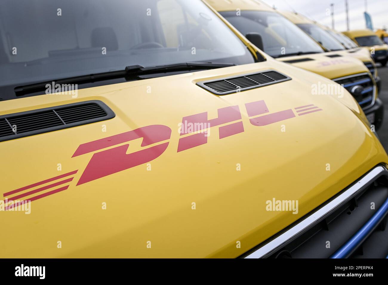 Illustration picture shows DHL vans during the official inauguration ...