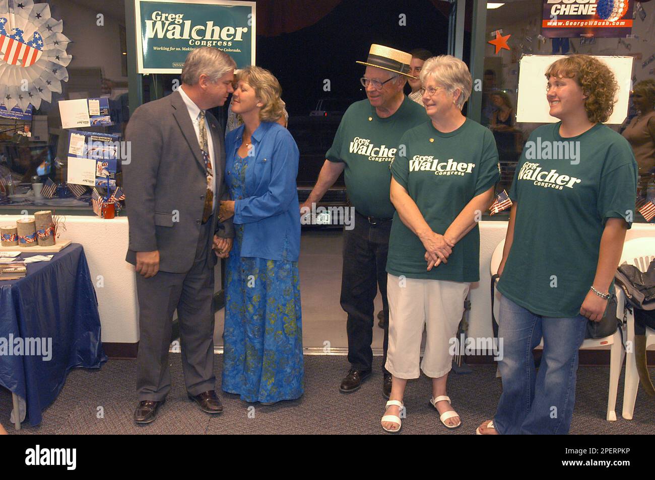 Republican primary candidate Gregg Walcher, left, thanks his wife ...