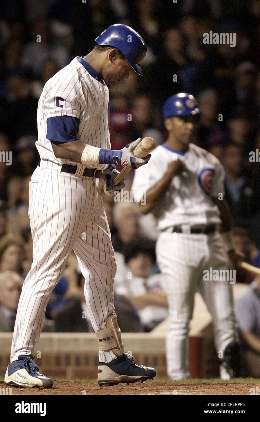 Chicago Cubs' Sammy Sosa reacts after striking out against San Diego ...