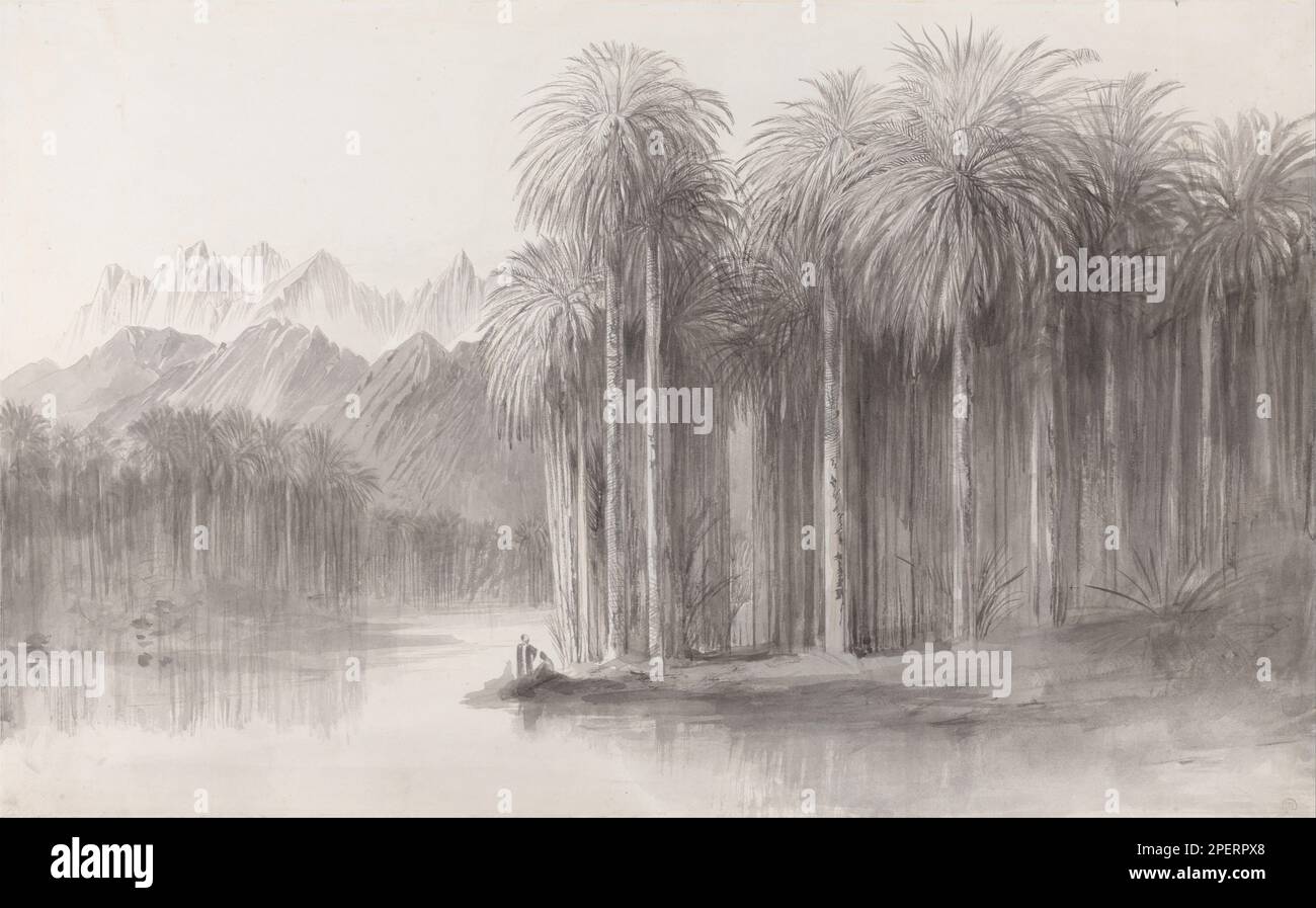 Wady Feiran, Peninsula of Mt. Sinai circa 1880 by Edward Lear Stock ...