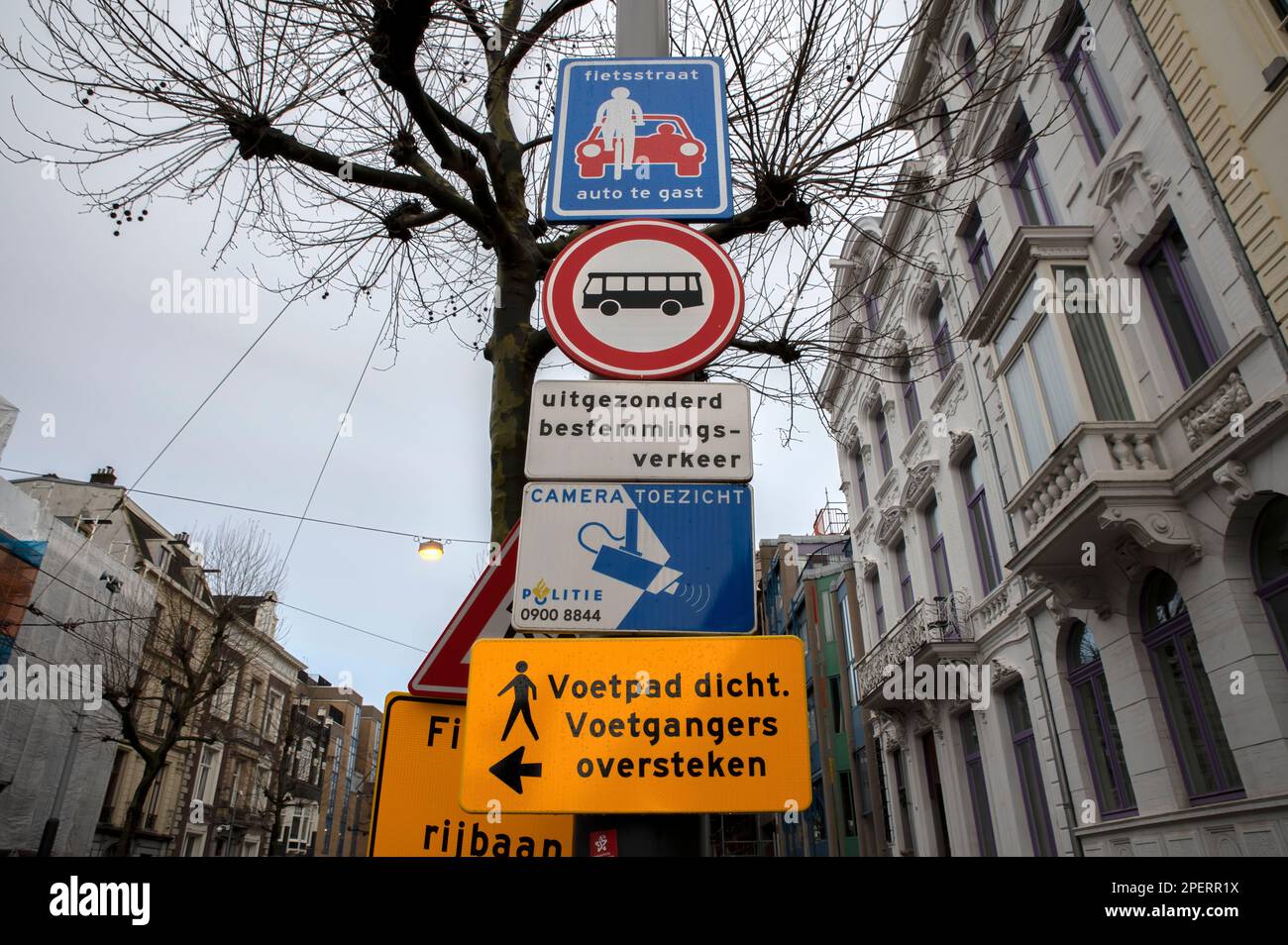 Multiple Warning Signs At Amsterdam The Netherlands 2-1-2023 Stock ...