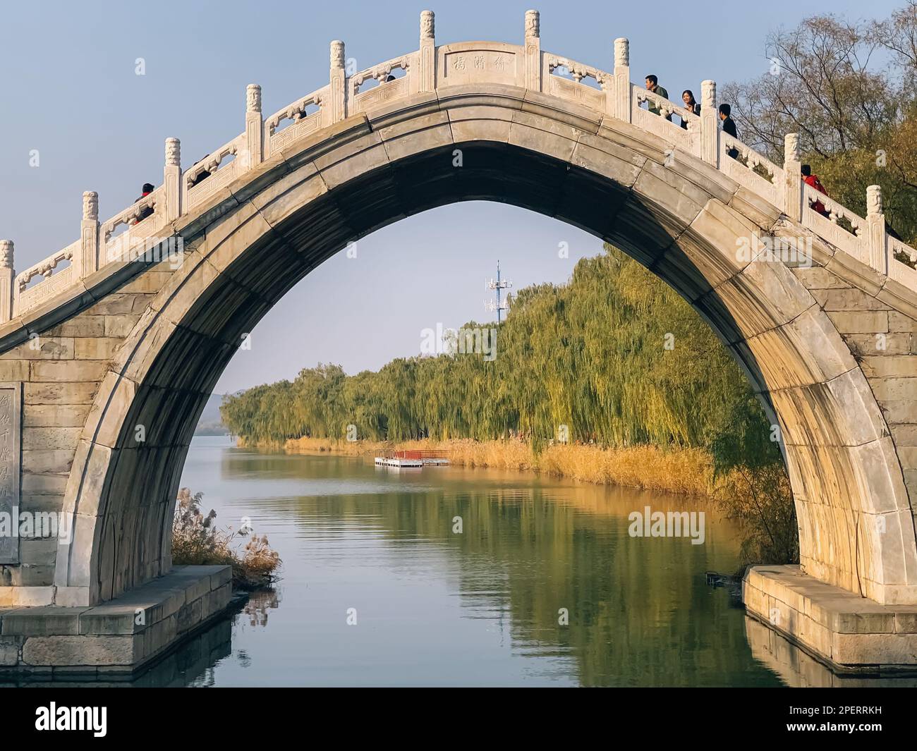 The Jade Belt Bridge in Beijing above flowing above the river during ...