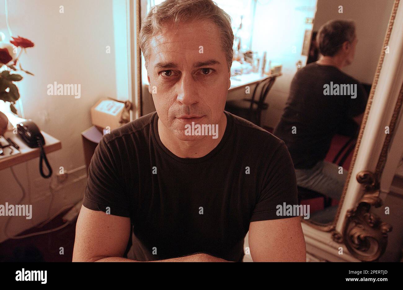 Actor Tom Hewitt poses in his dressing room inside the Belasco Theater ...