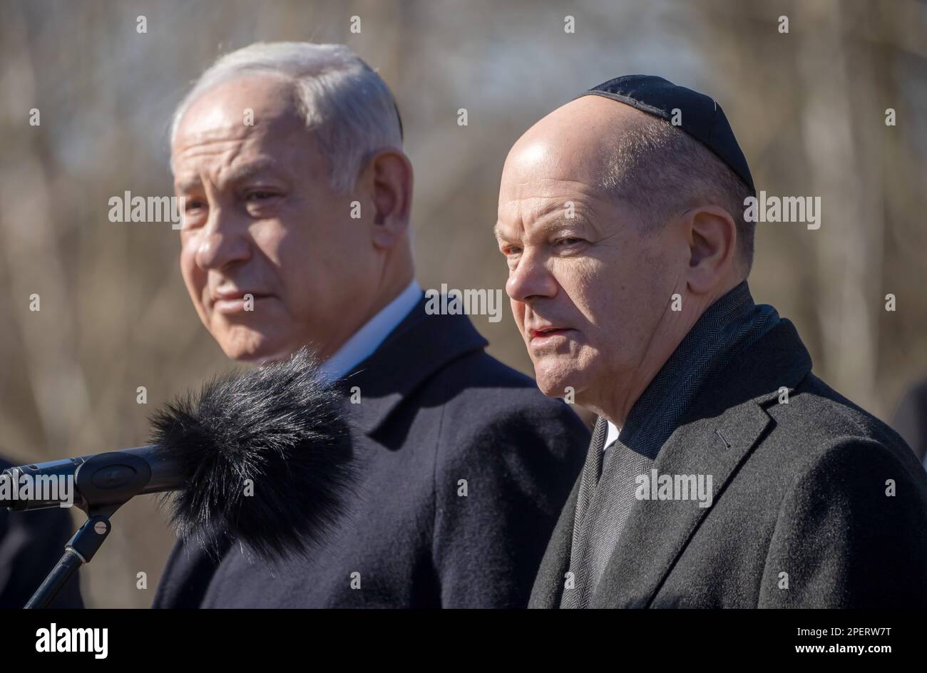 16 March 2023, Berlín: Israeli Prime Minister Benjamin Netanyahu (left ...