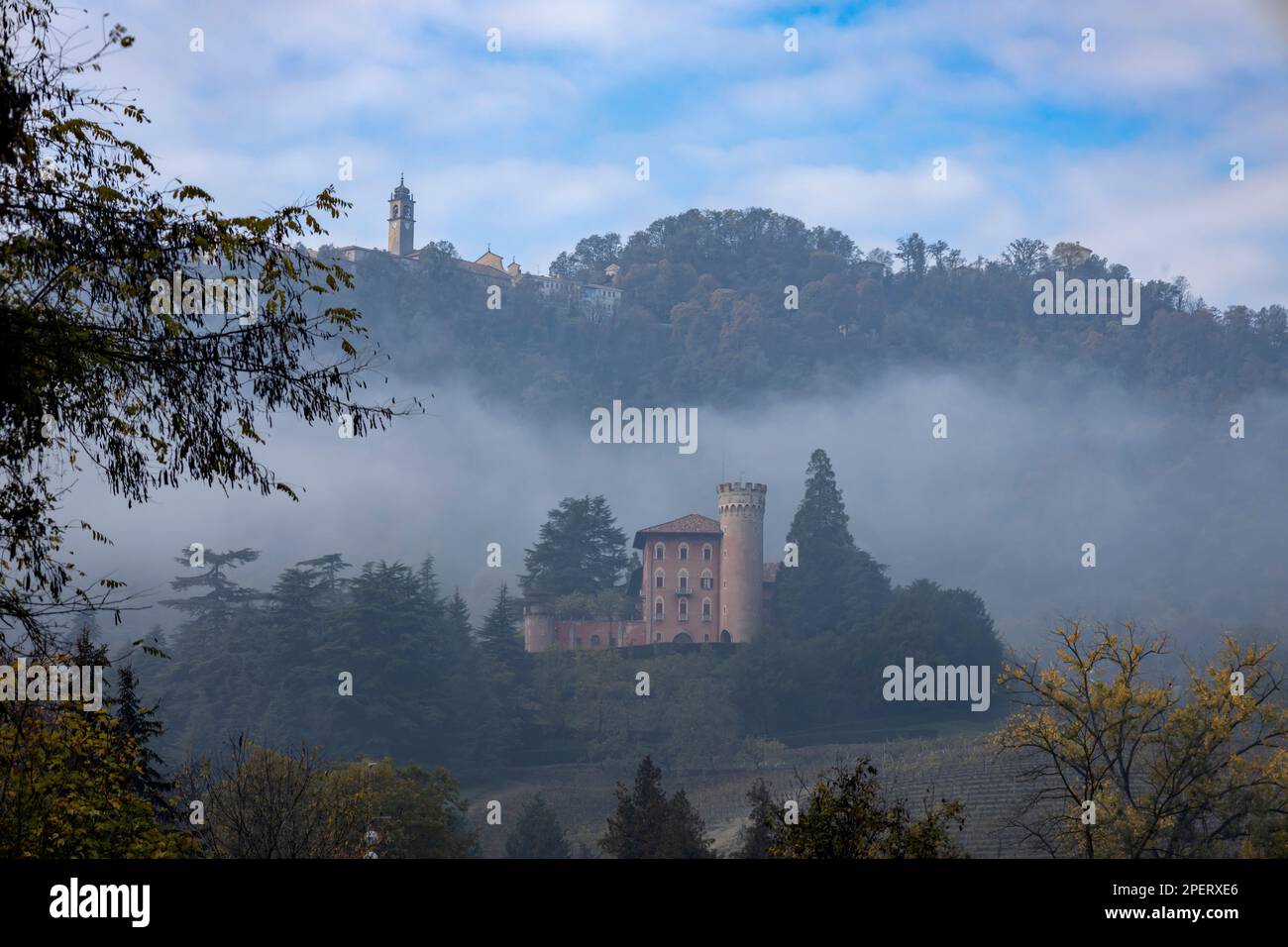 View of the Holy Mountain (Sacro Monte) of Crea, province of ...