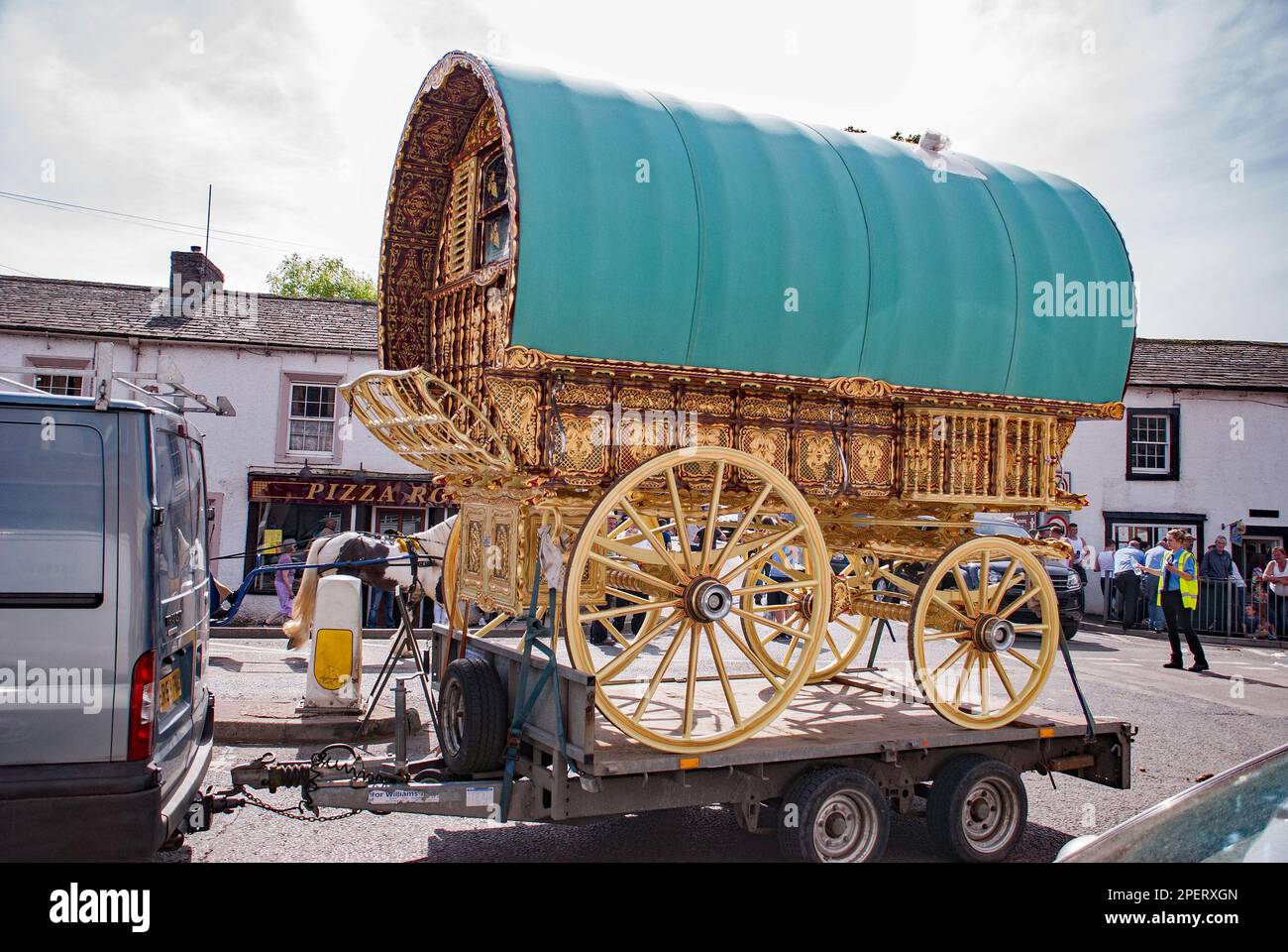 Gypsy caravan being transported through Appleby during the Appleby ...