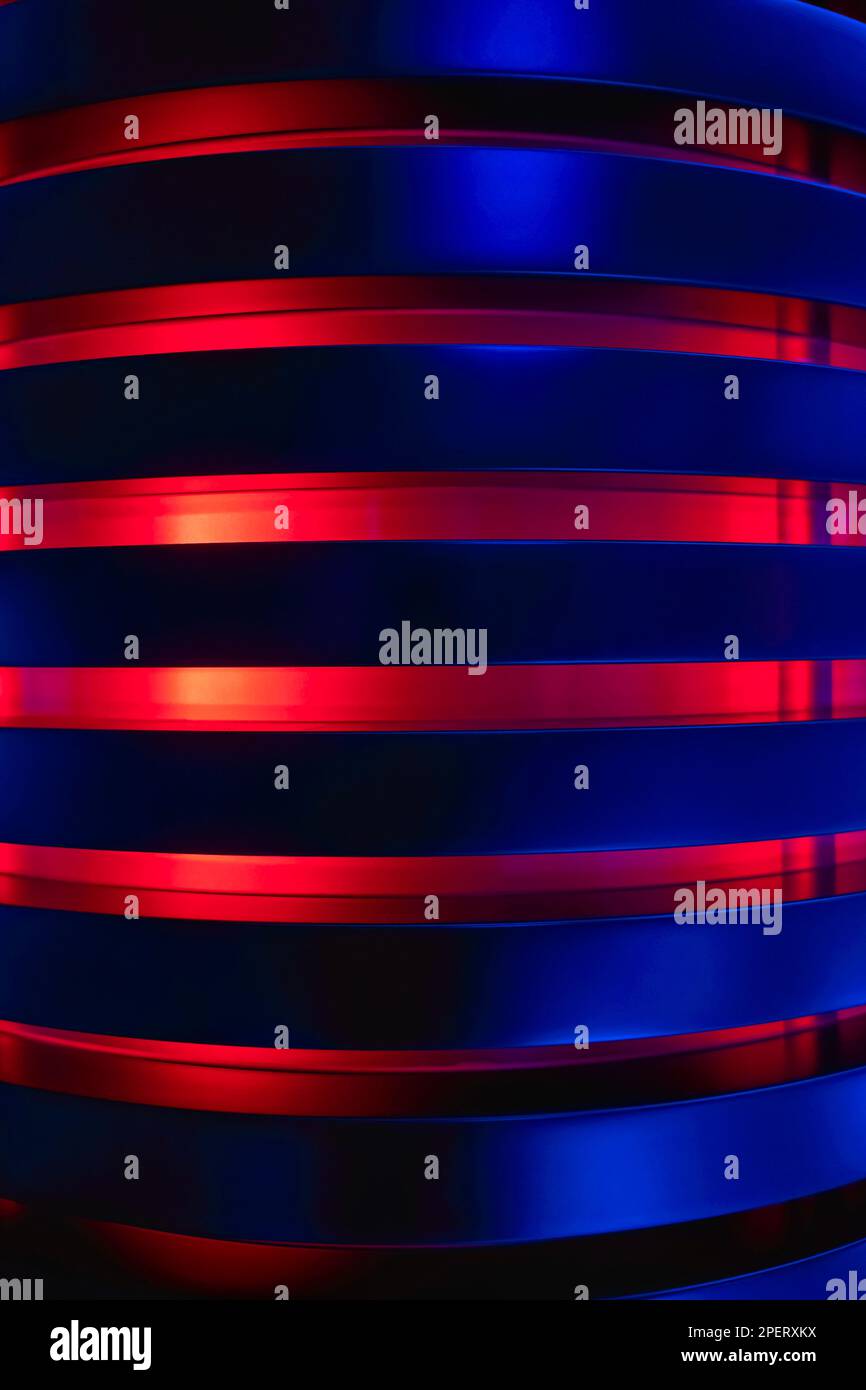 Illuminated Red and Blue Stripes on a Modern Column in Switzerland ...