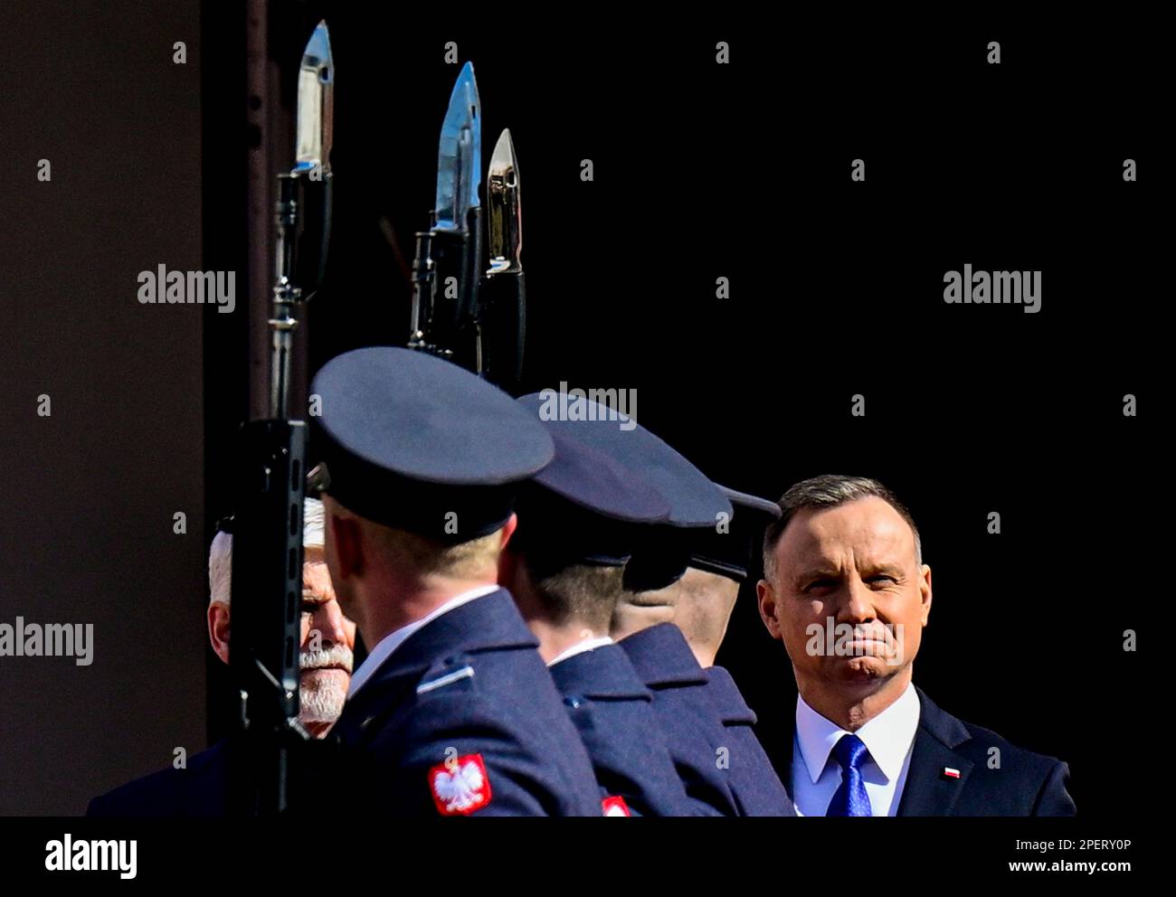 Warsaw, Poland. 16th Mar, 2023. Polish President Andrzej Duda (right ...