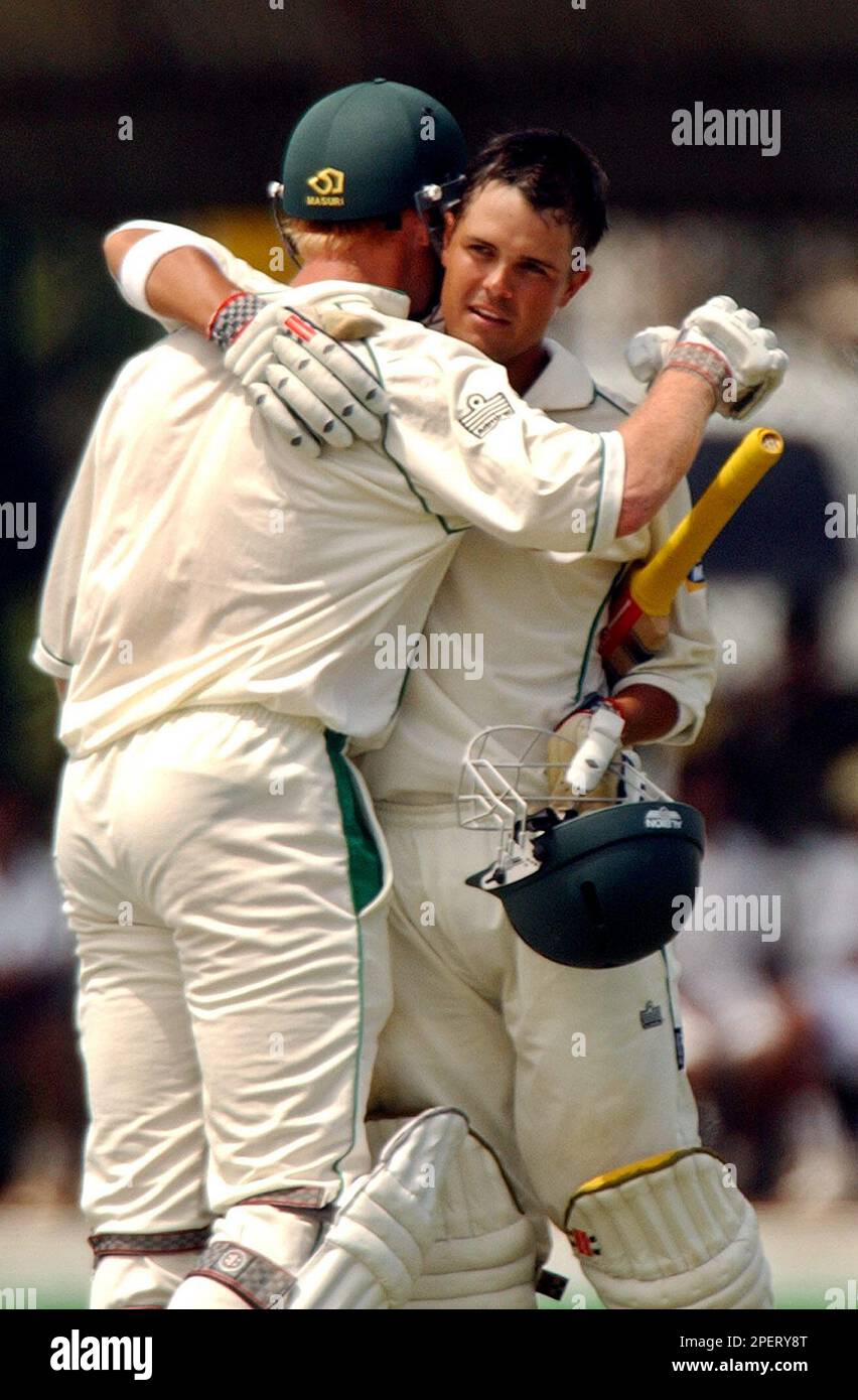 South Africa's batsman Jacques Rudolph, right, hugs teammate Nantie ...