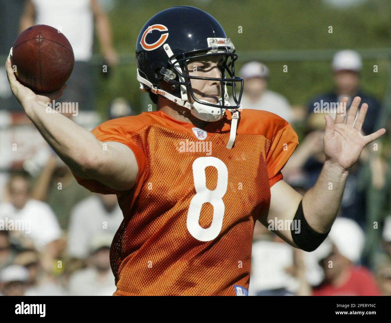 Chicago Bears quarterback Rex Grossman sets to pass during his team's ...