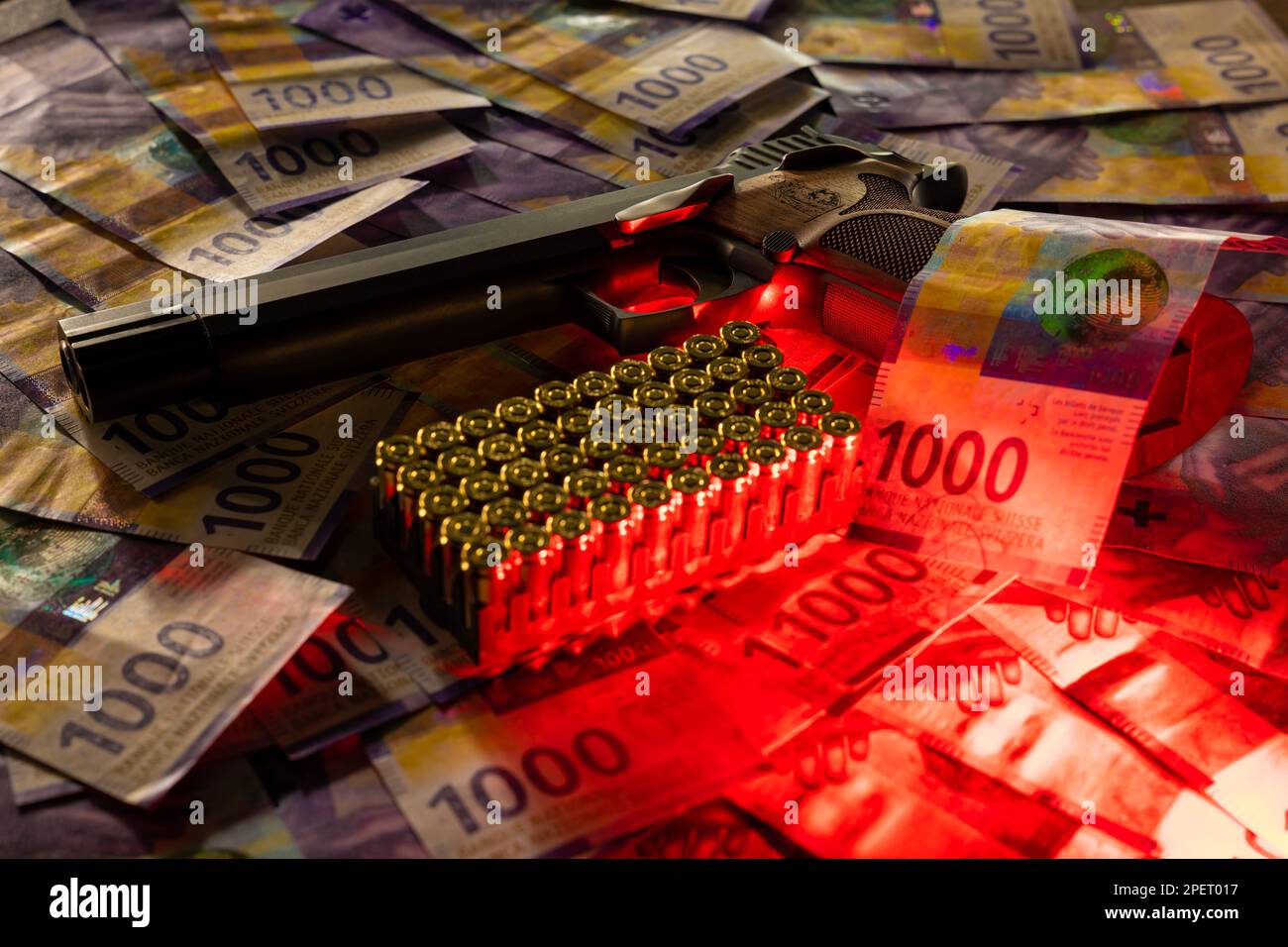 Elegant Semiautomatic 9mm Handgun with Swiss Helvetia Symbol Leaning on ...