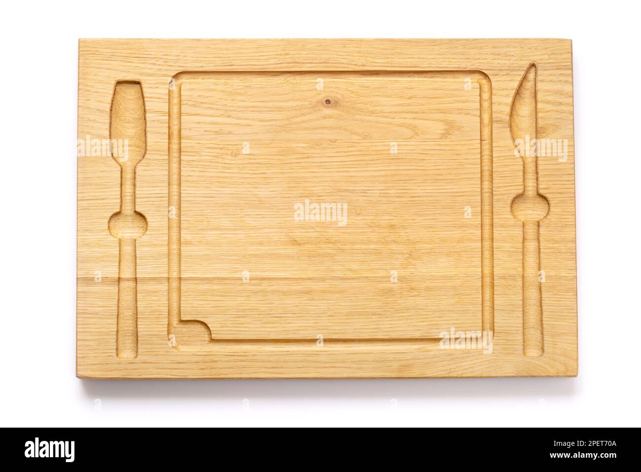 Wooden cutting board. Isolated on white background. Flat lay top view ...