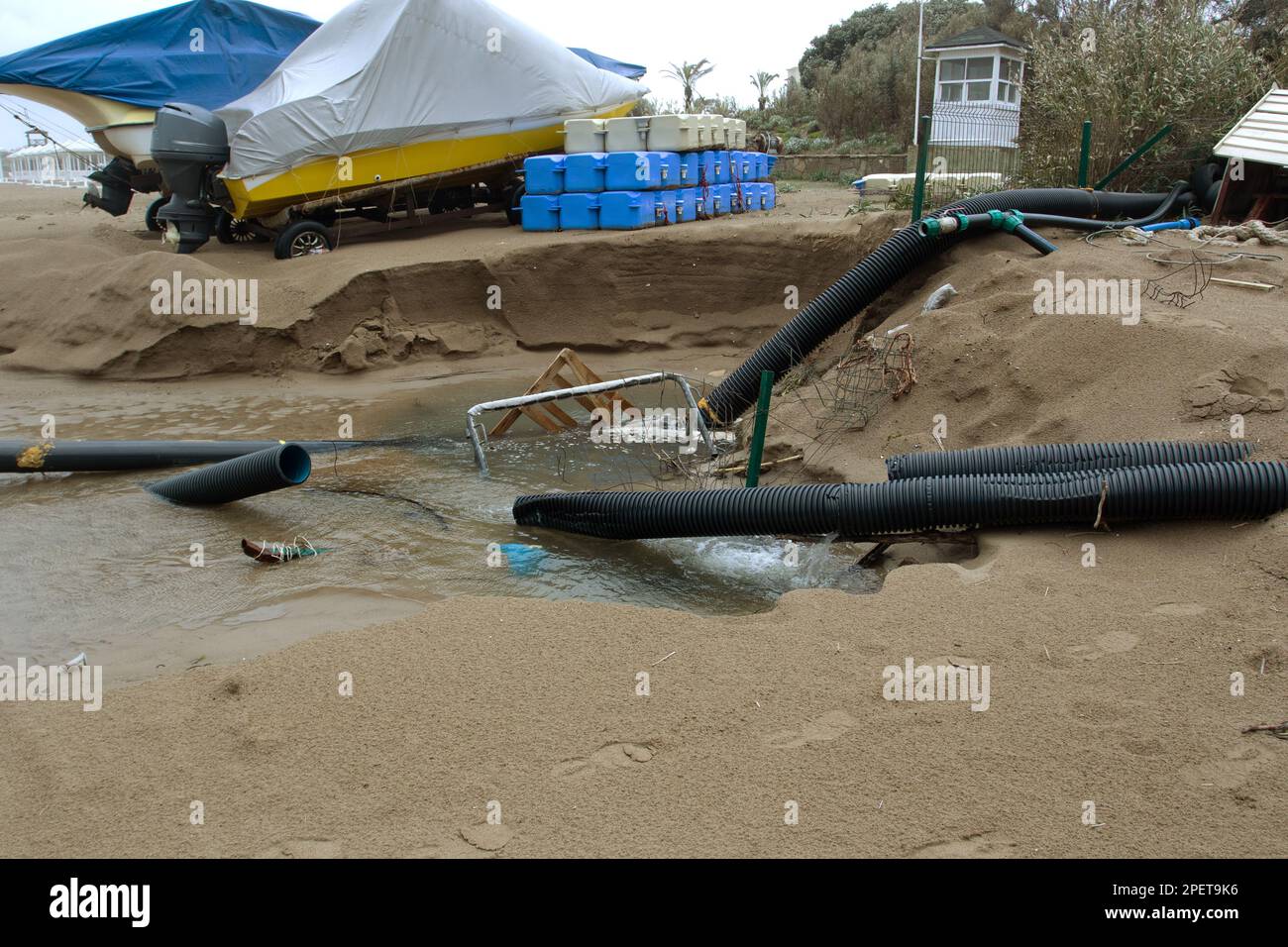 Industrial wastewater, the pipeline discharges liquid industrial waste ...