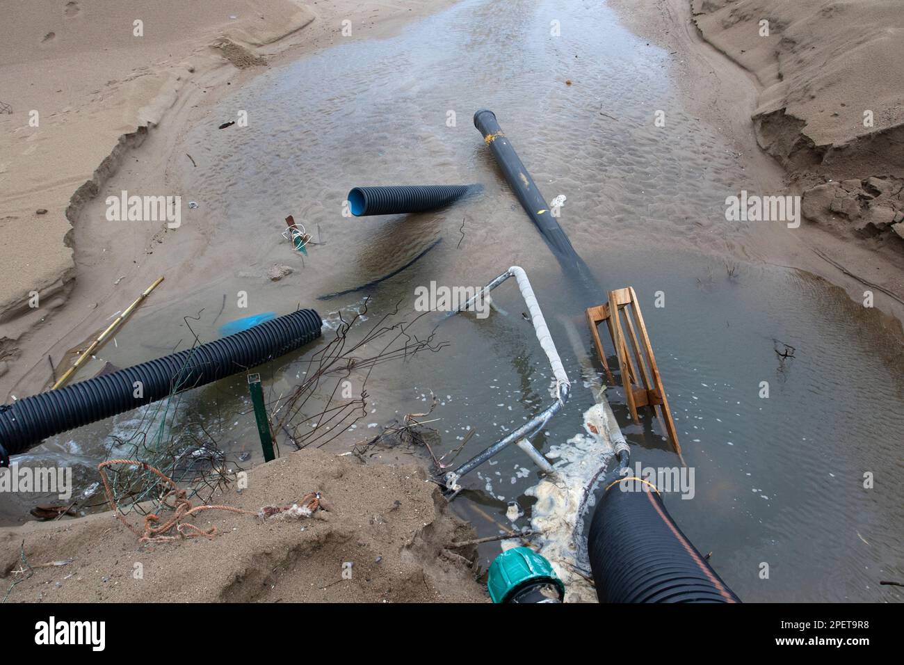 Industrial wastewater, the pipeline discharges liquid industrial waste ...