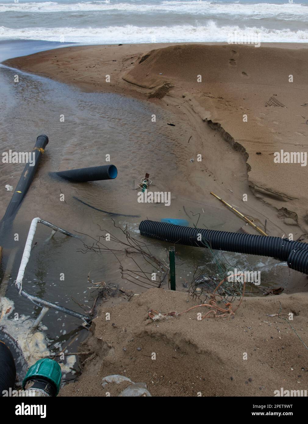 Industrial wastewater, the pipeline discharges liquid industrial waste ...