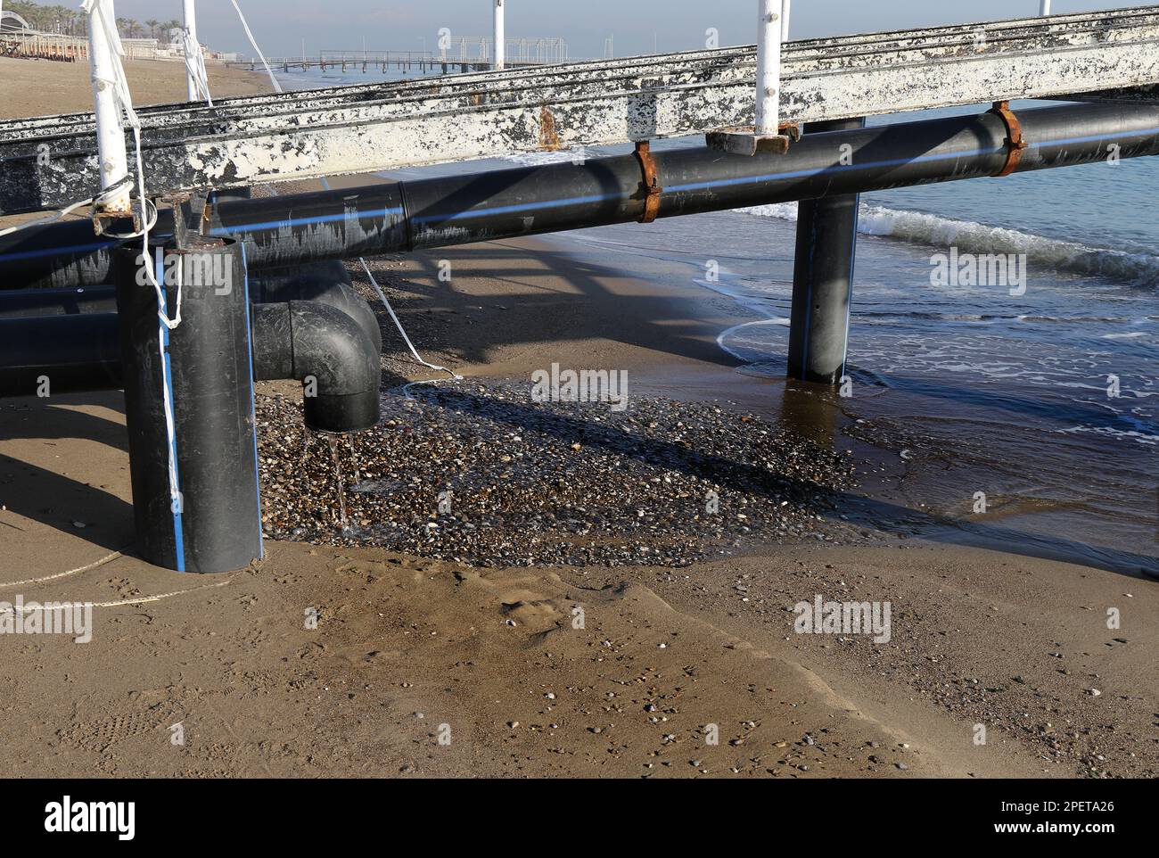 Industrial wastewater, the pipeline discharges liquid industrial waste ...
