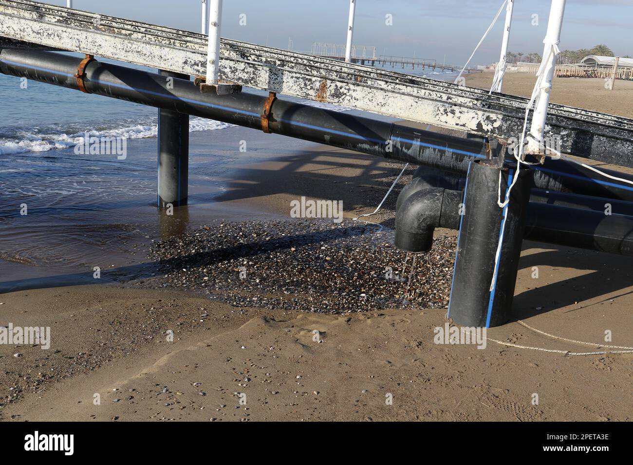 Industrial wastewater, the pipeline discharges liquid industrial waste ...