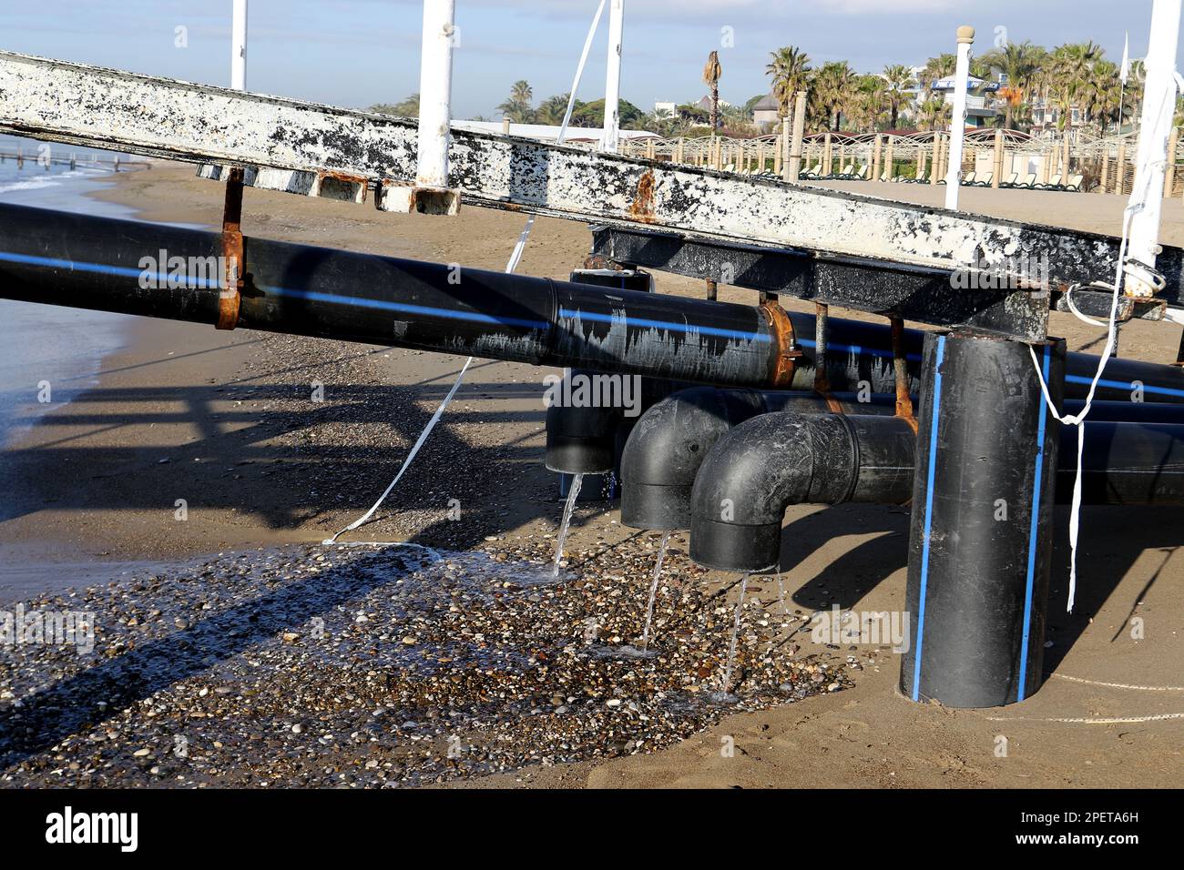 Industrial wastewater, the pipeline discharges liquid industrial waste ...