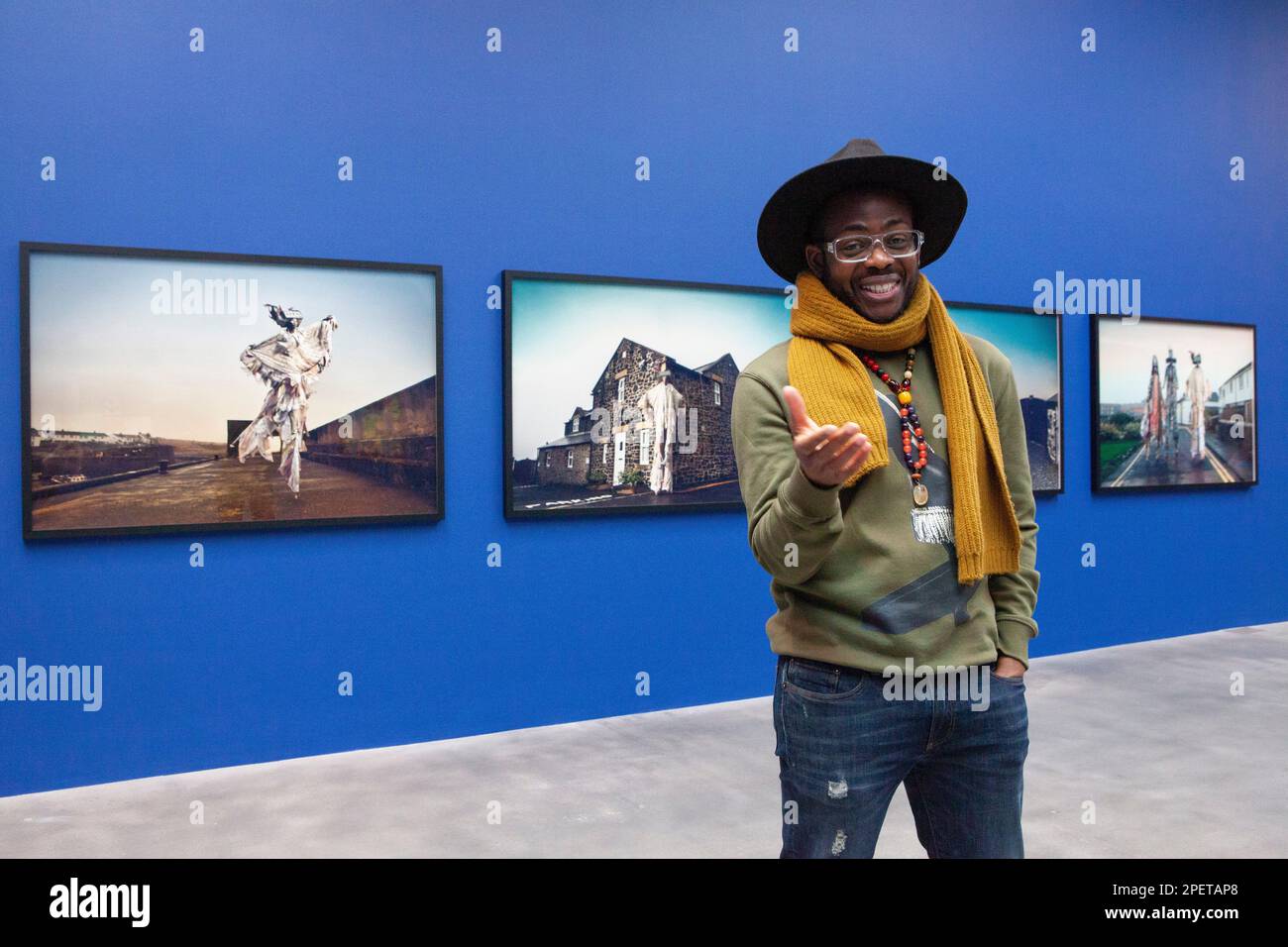 London, UK. 16th Mar, 2023. Artist Asiko with his works at Gagosian ...