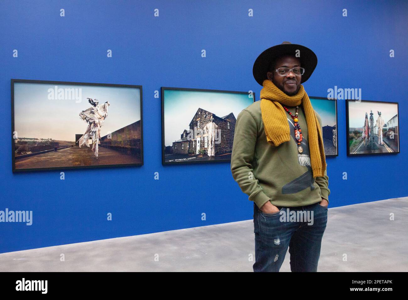 London, UK. 16th Mar, 2023. Artist Asiko with his works at Gagosian ...